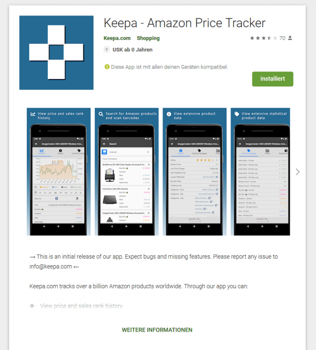keepa-App Playstore » MyPaketshop